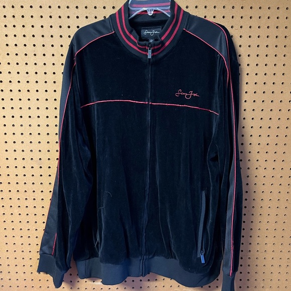 Sean John | Shirts | Vintage Sean John Track Jacket Black Red Velour ...